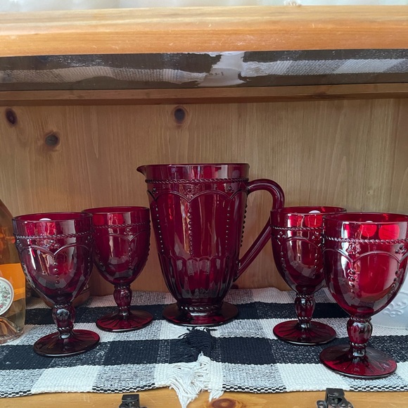 Princess House | Dining | Princess House Red Marbella Pitcher Glass Set ...